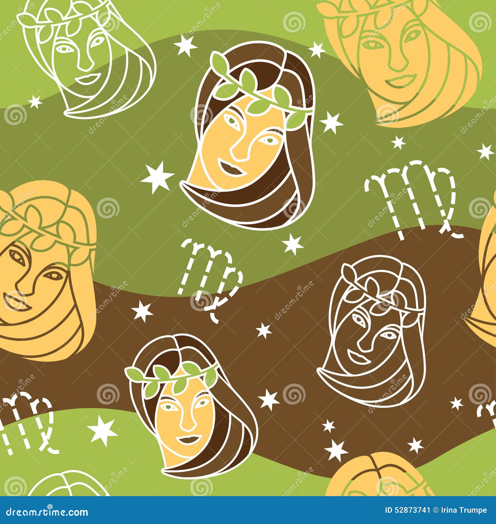 Virgo - Zodiac Seamless Pattern Stock Vector - Illustration of mosaic ...