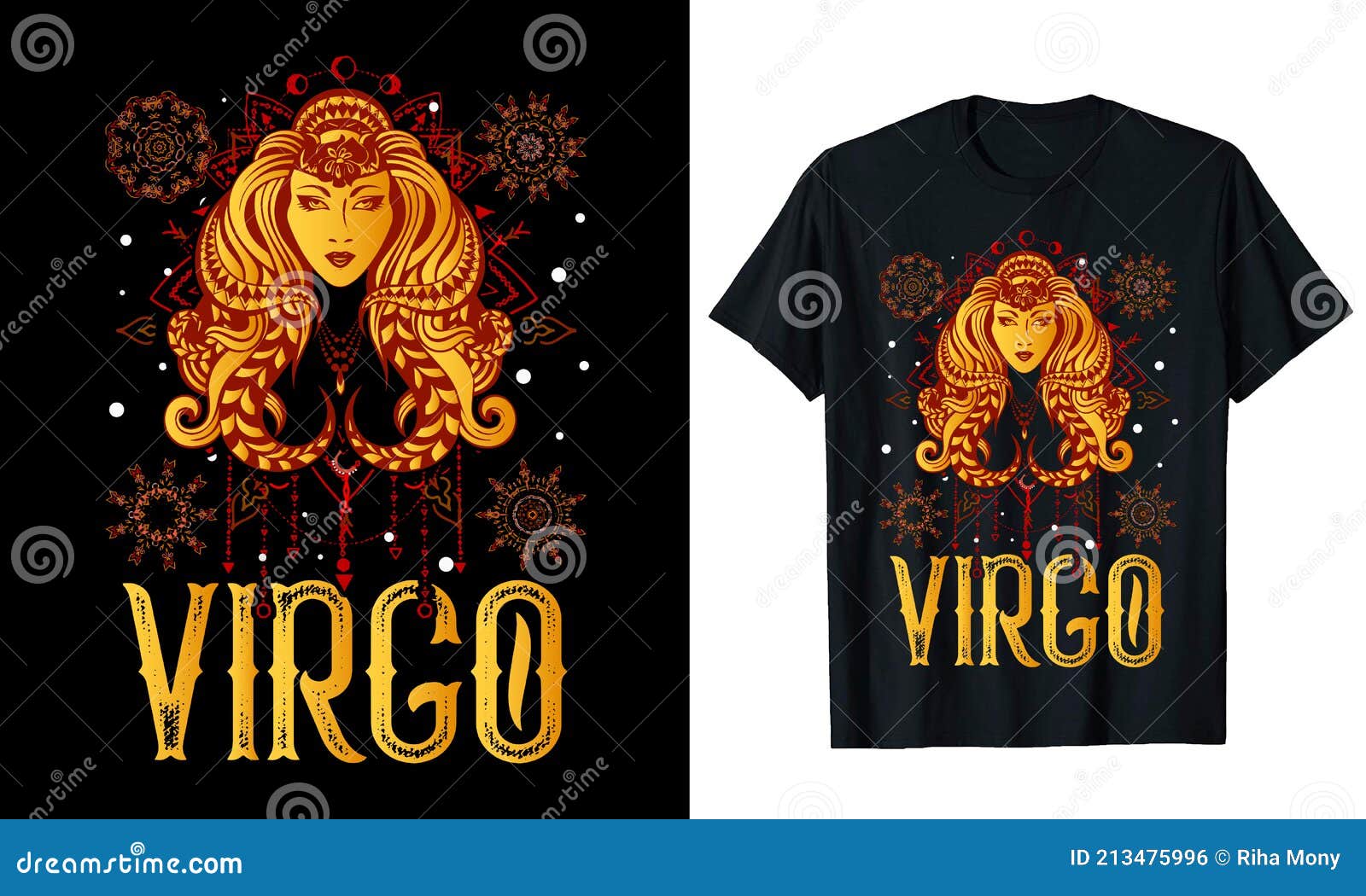 Virgo Zodiac Sign T Shirt Design Vector Illustration Stock Vector