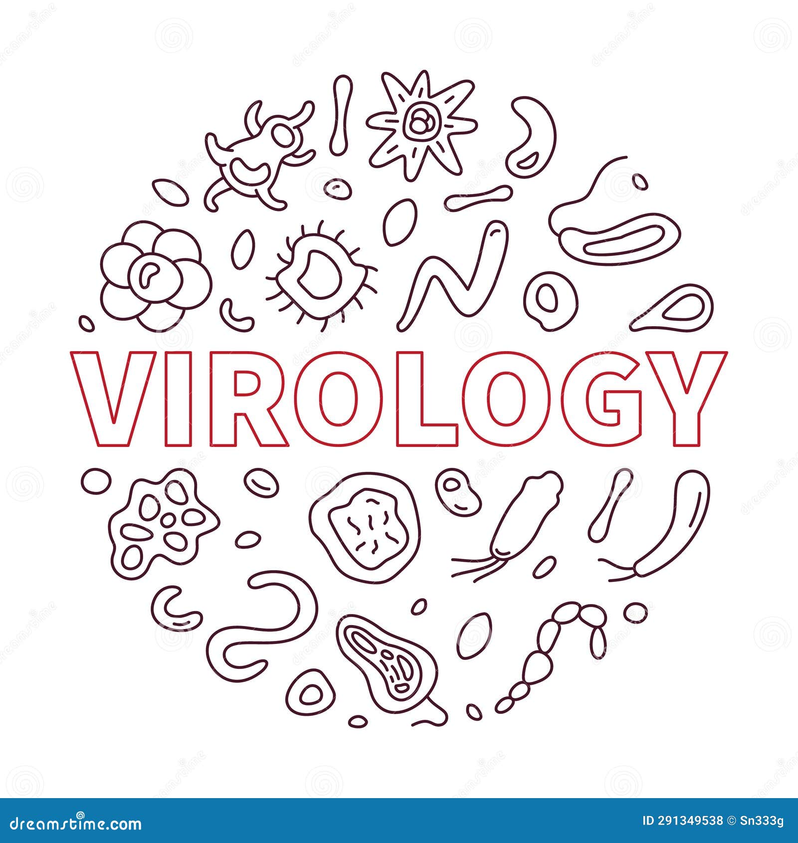 Virology Round Vector Microbiology Minimal Line Illustration ...