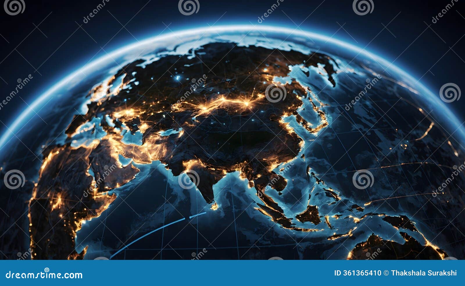 Virtual 3D Globe Map with Interactive Routes and Global Landmarks Stock ...