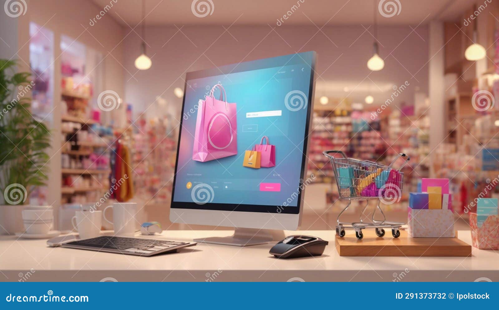 Virtual AI Shopping Assistant in Online Store Concept. Web Market ...