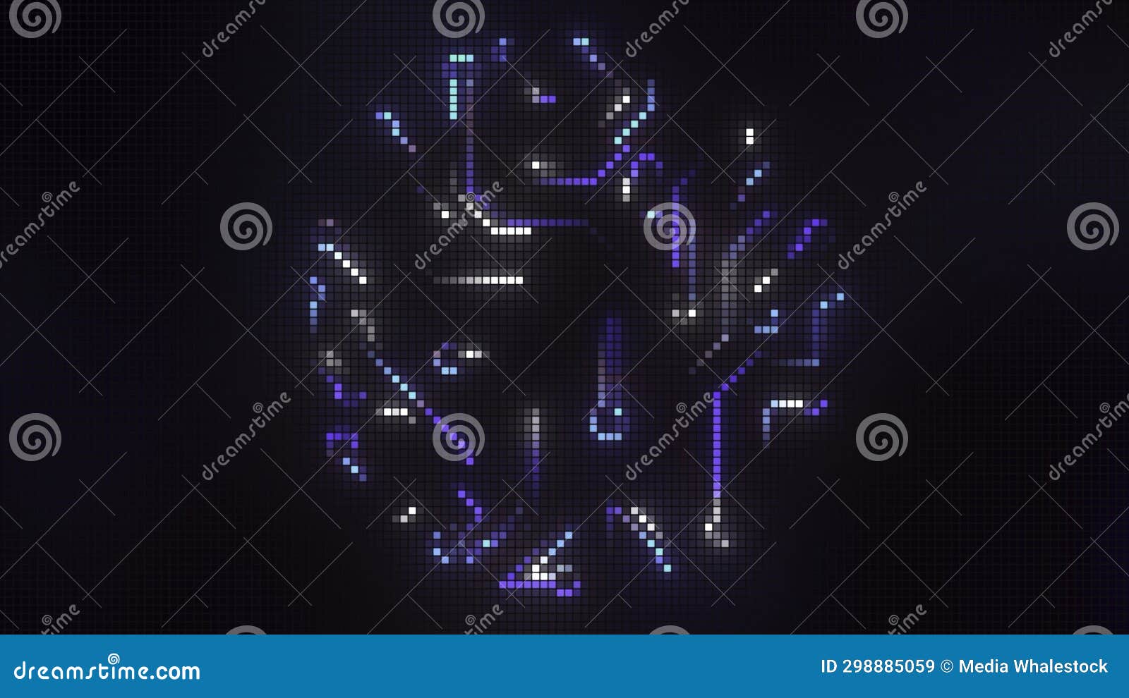 Virtual Animation with Moving Brain Neurons. Motion. Glowing Lines ...