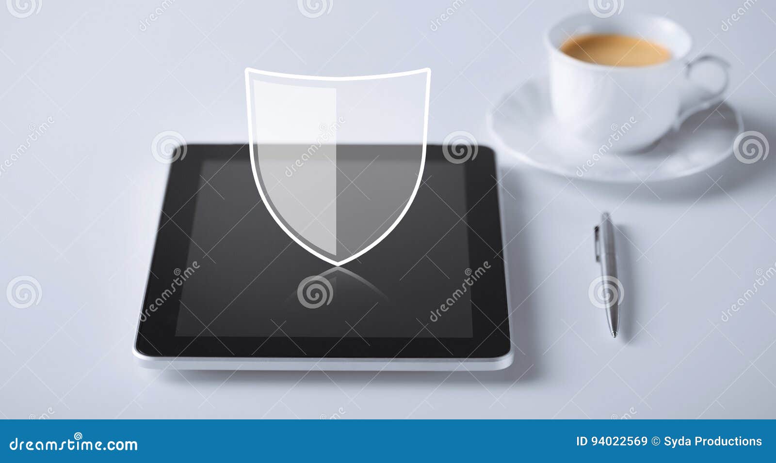 Virtual Antivirus Program Icon Over Tablet Pc Stock Image - Image of ...