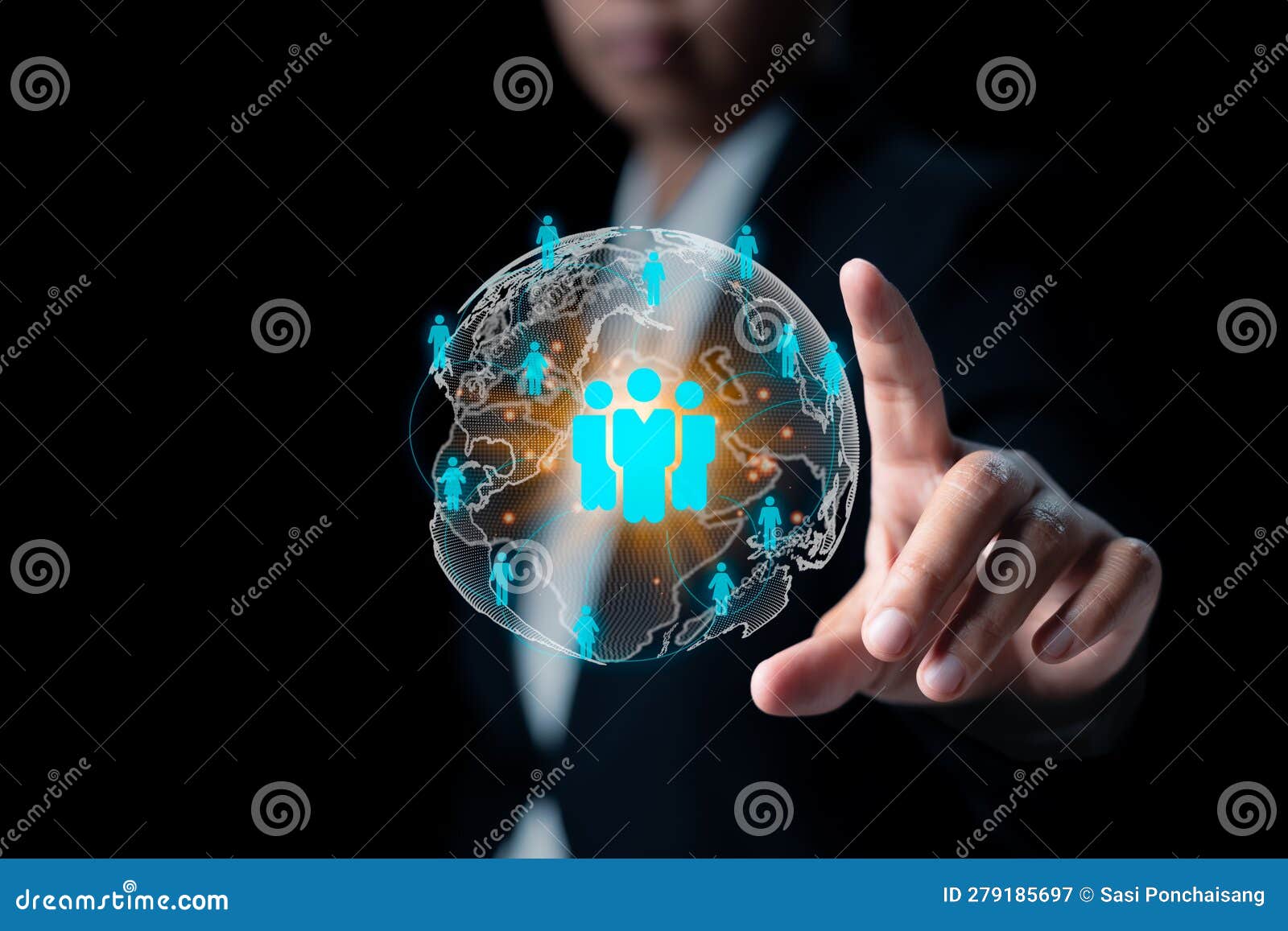 Virtual Artificial Intelligence Globe Social Network Connection in Hand ...