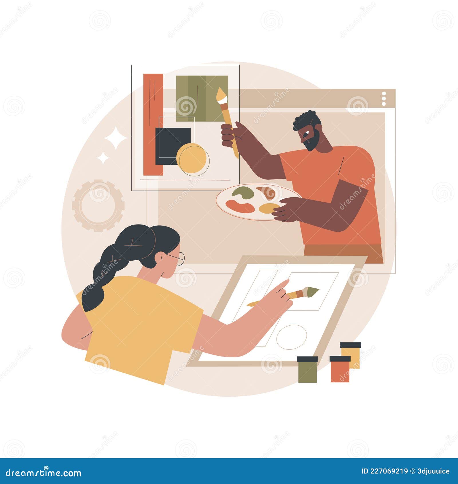 Virtual Arts and Crafts Online Lessons Abstract Concept Vector ...