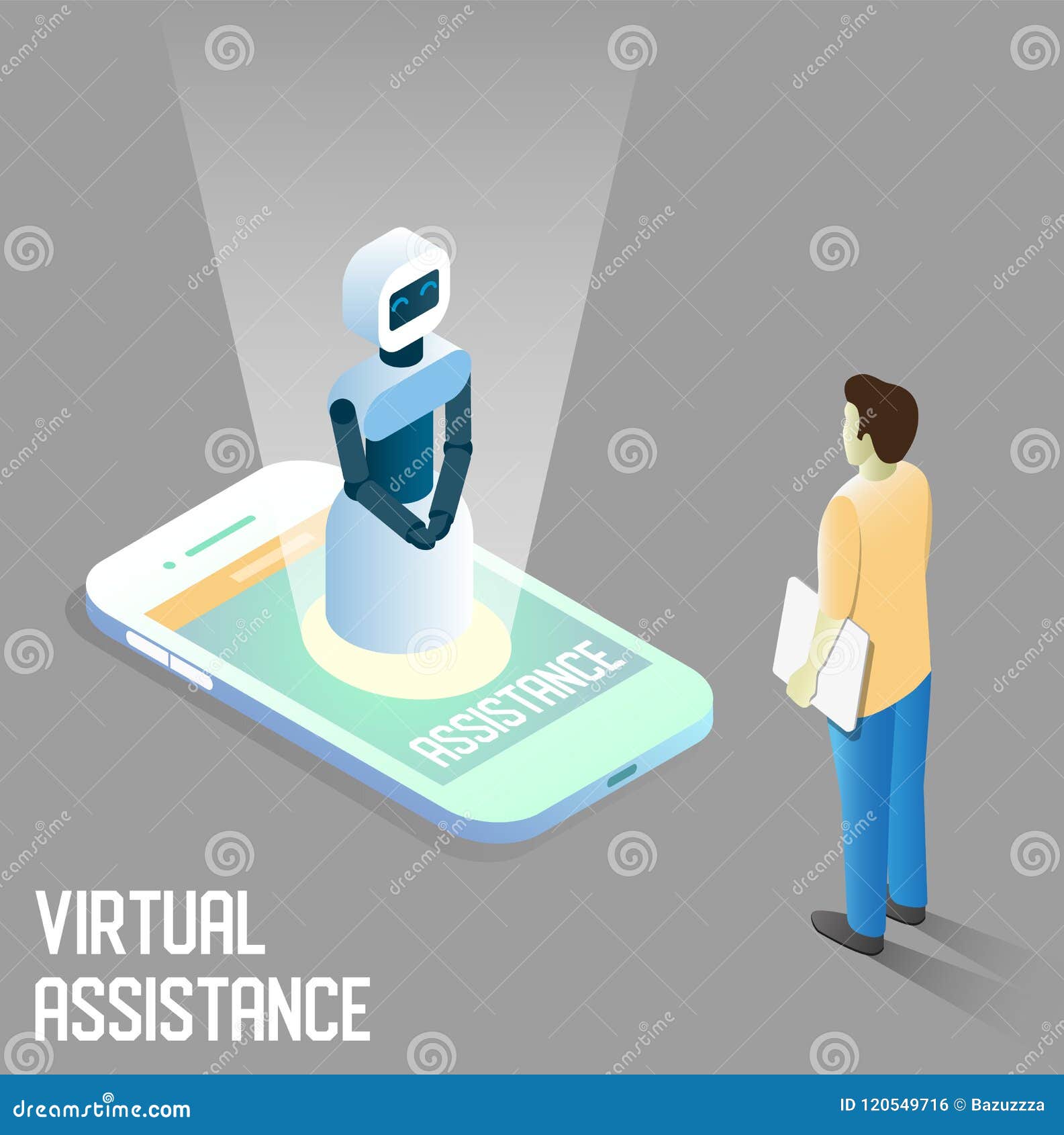 Virtual Assistance Vector Isometric Illustration Stock Vector ...