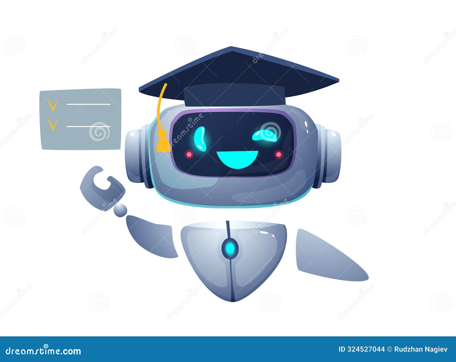 Virtual Assistant. Adorable Robot or Online Bot Wearing Graduation Cap ...