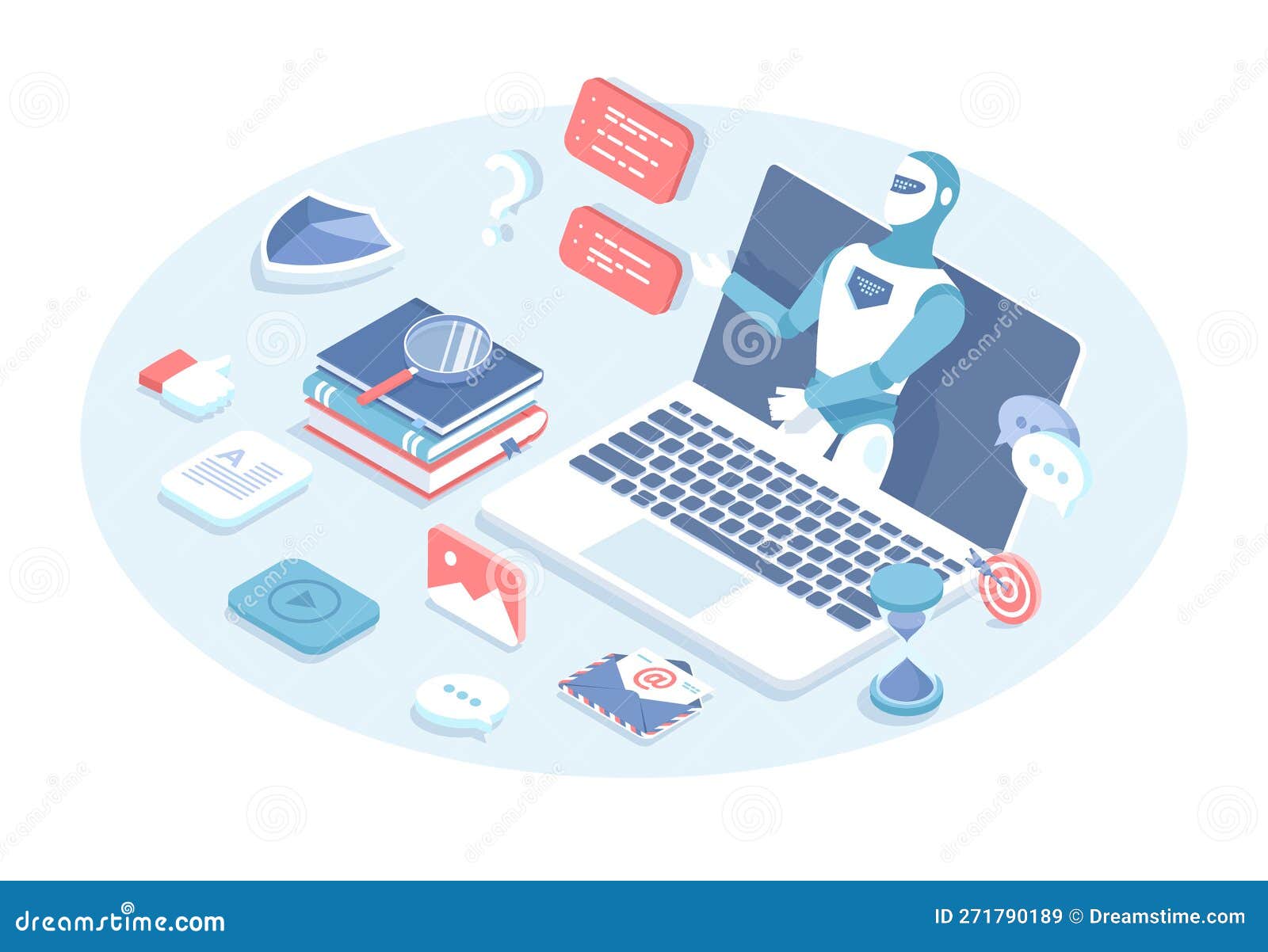 Virtual Assistant, Chatbot. Customer Support Service. Robotic Character ...