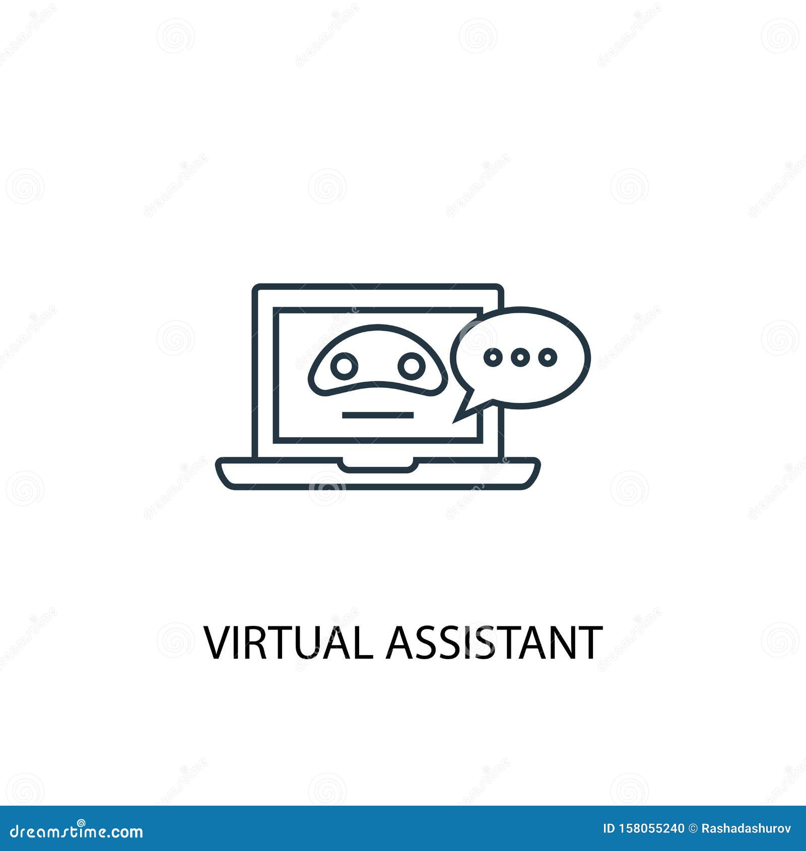 Virtual Assistant Concept Line Icon Stock Vector - Illustration of chat ...