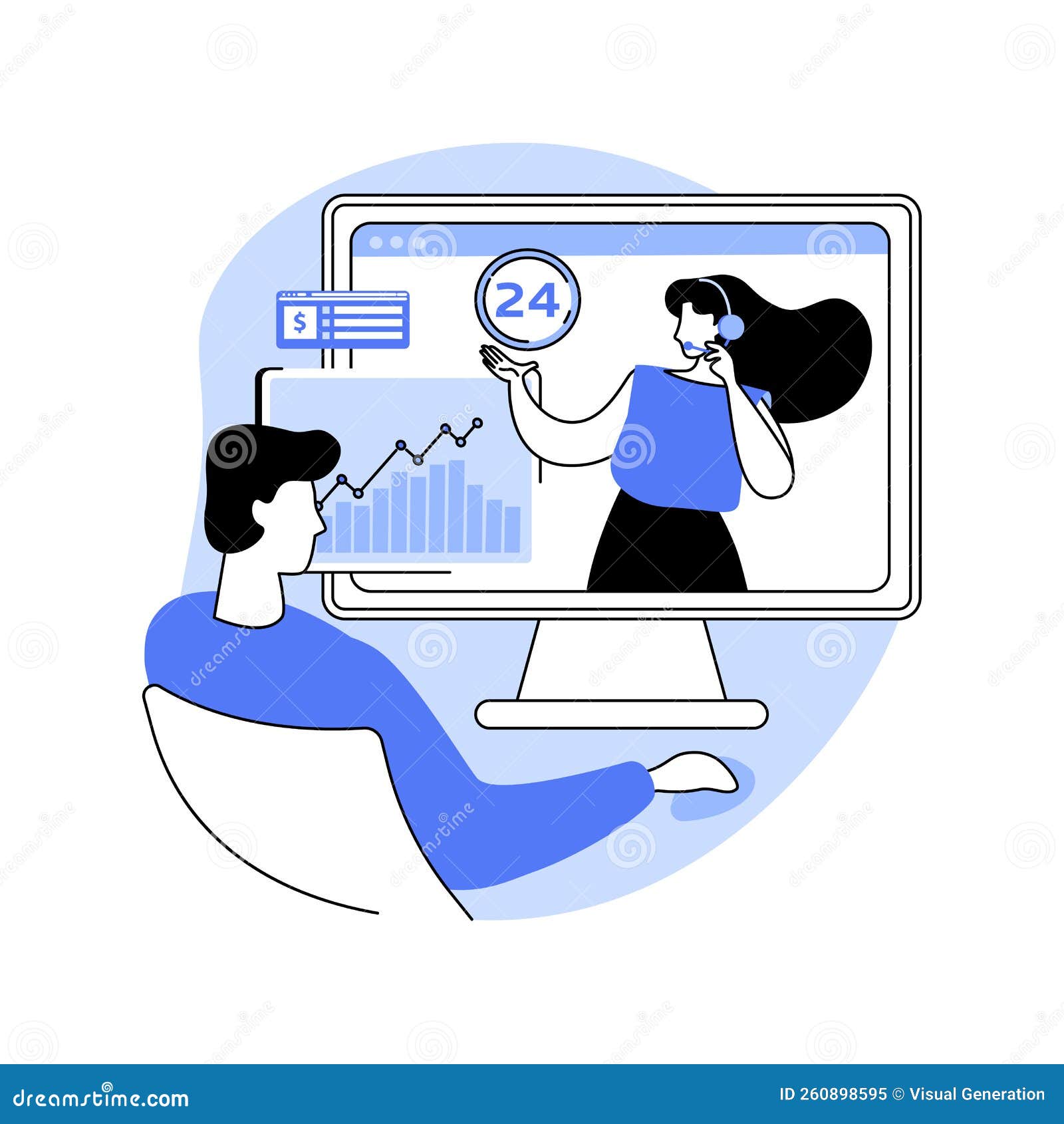 Virtual Assistant Isolated Cartoon Vector Illustrations. Stock Vector ...