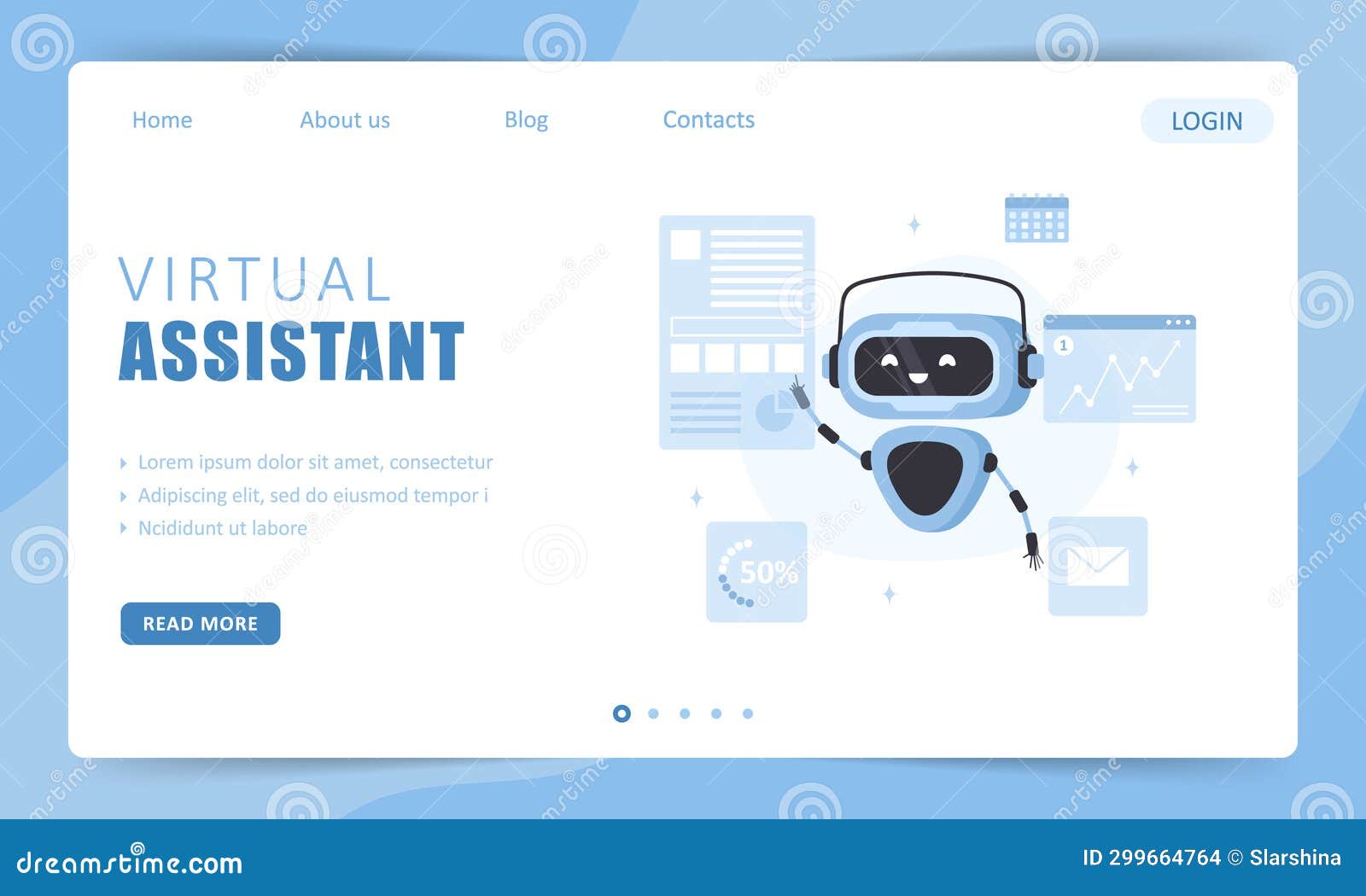 Virtual Assistant. Landing Page Template. Chatbot Character. Online ...
