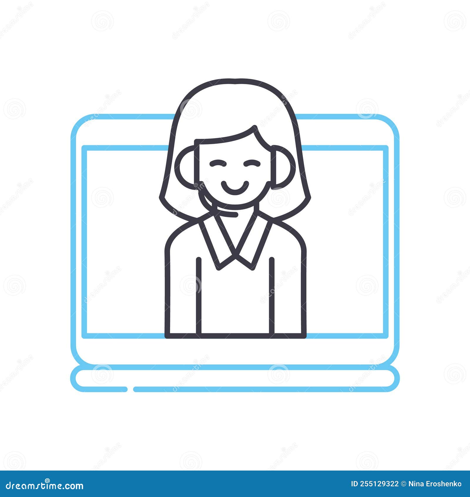 Virtual Assistant Line Icon, Outline Symbol, Vector Illustration ...