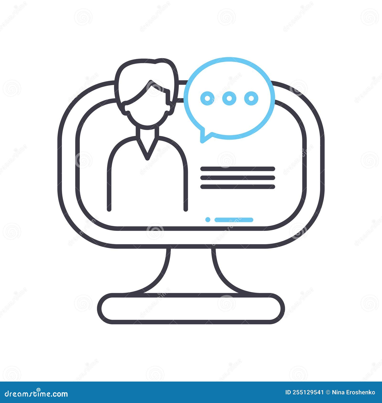 Virtual Assistant Line Icon, Outline Symbol, Vector Illustration ...