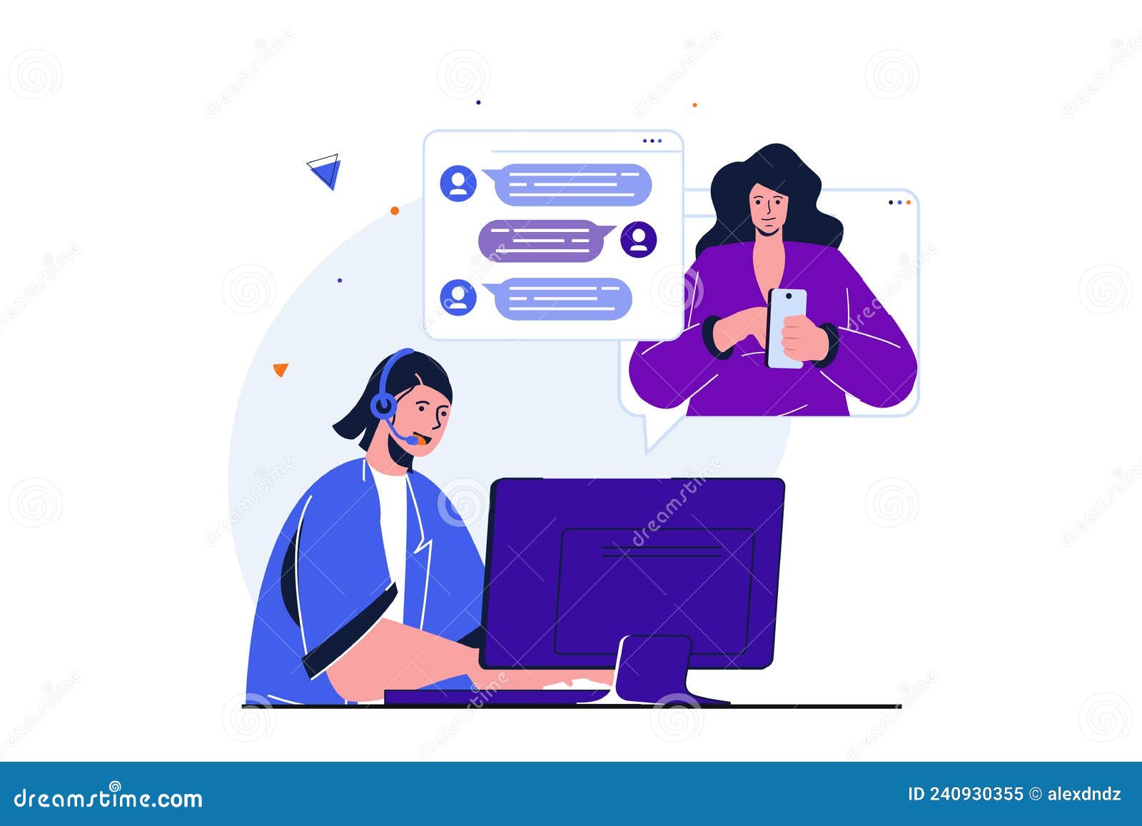 Virtual Assistant Modern Flat Concept for Web Banner Design. Stock ...