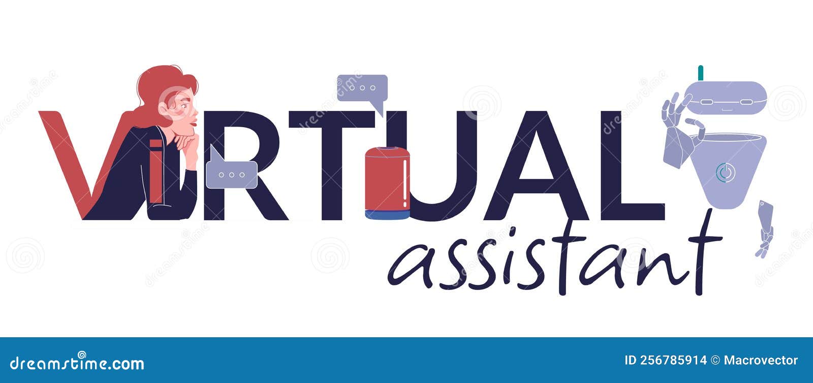 Virtual Assistant Text Composition Stock Vector - Illustration of work ...