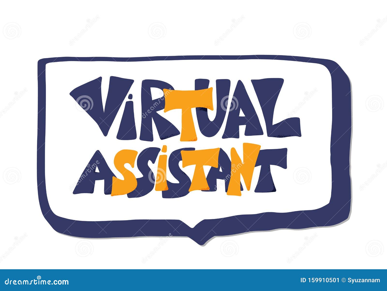Virtual Assistant Text. Vector Hand Drawn Quote Stock Vector ...