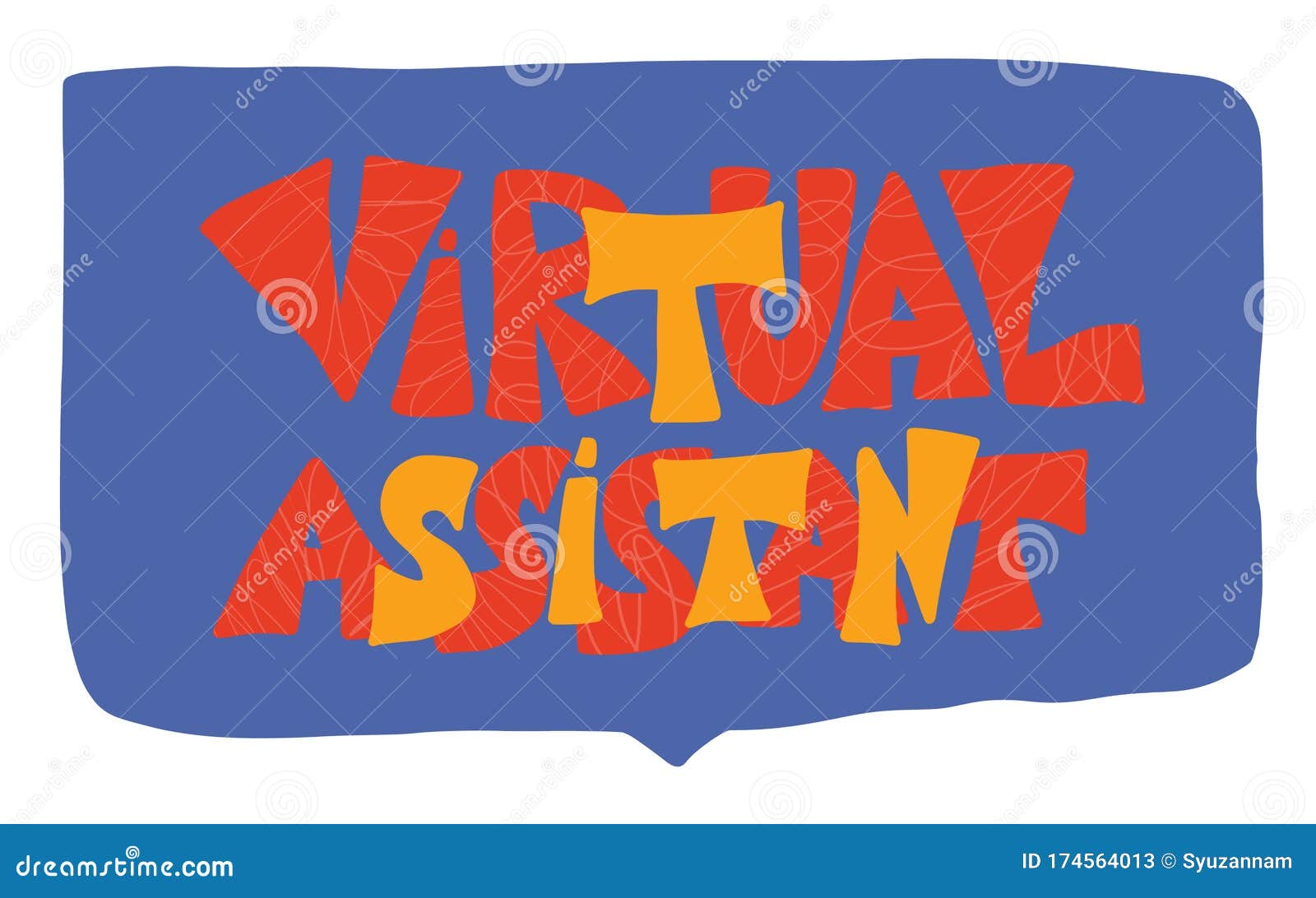 Virtual Assistant Text. Vector Hand Drawn Quote Stock Vector ...