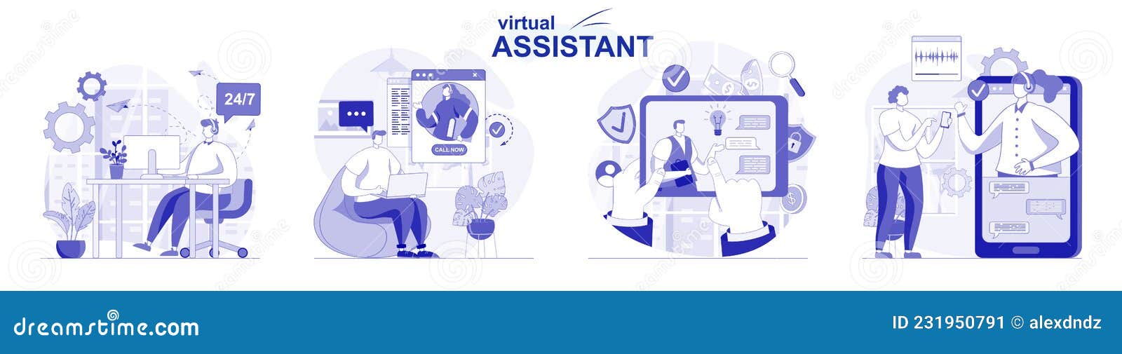 Virtual Assistant Web Illustrations Stock Vector - Illustration of ...
