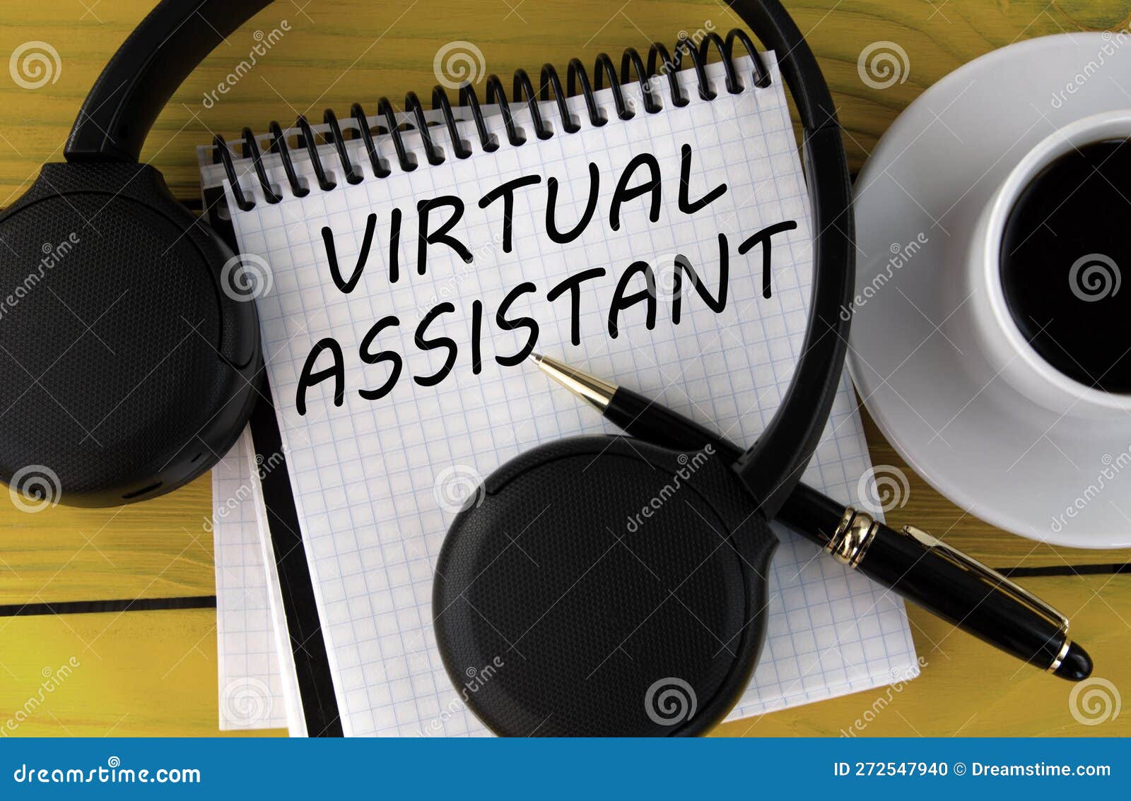 VIRTUAL ASSISTANT - Words on a White Notepad on a Yellow Background ...