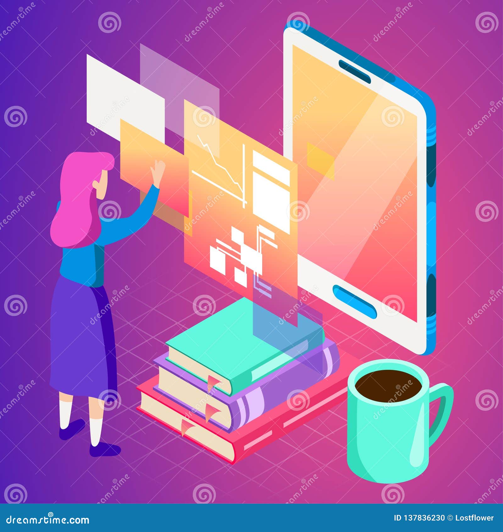 Virtual, Augment Reality Concept. Futuristic Vector Illustration for ...