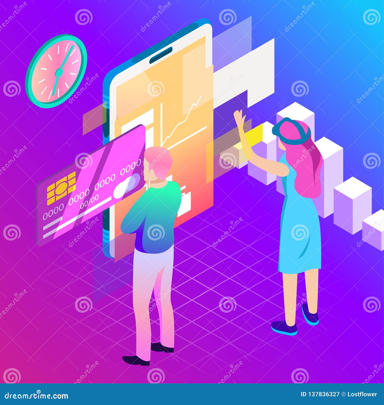 Virtual, Augment Reality Concept. Futuristic Vector Illustration for ...