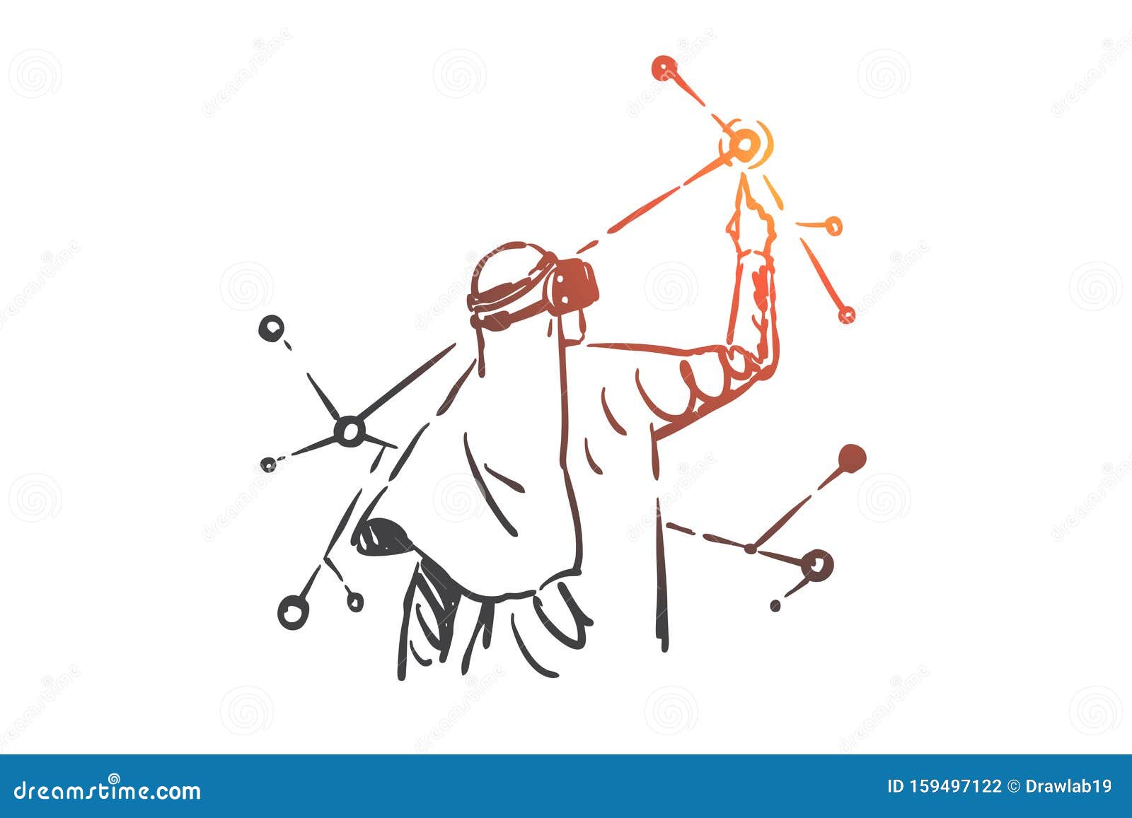 Virtual, Augmented Reality Concept Sketch. Hand Drawn Isolated Vector ...