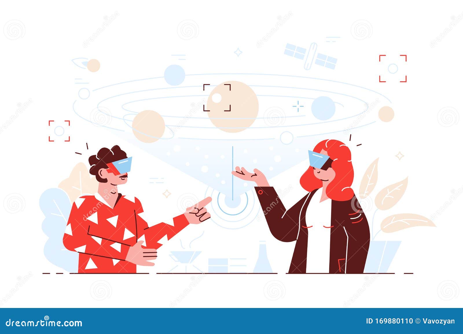 Virtual Augmented Reality Glasses Concept with People Stock Vector ...