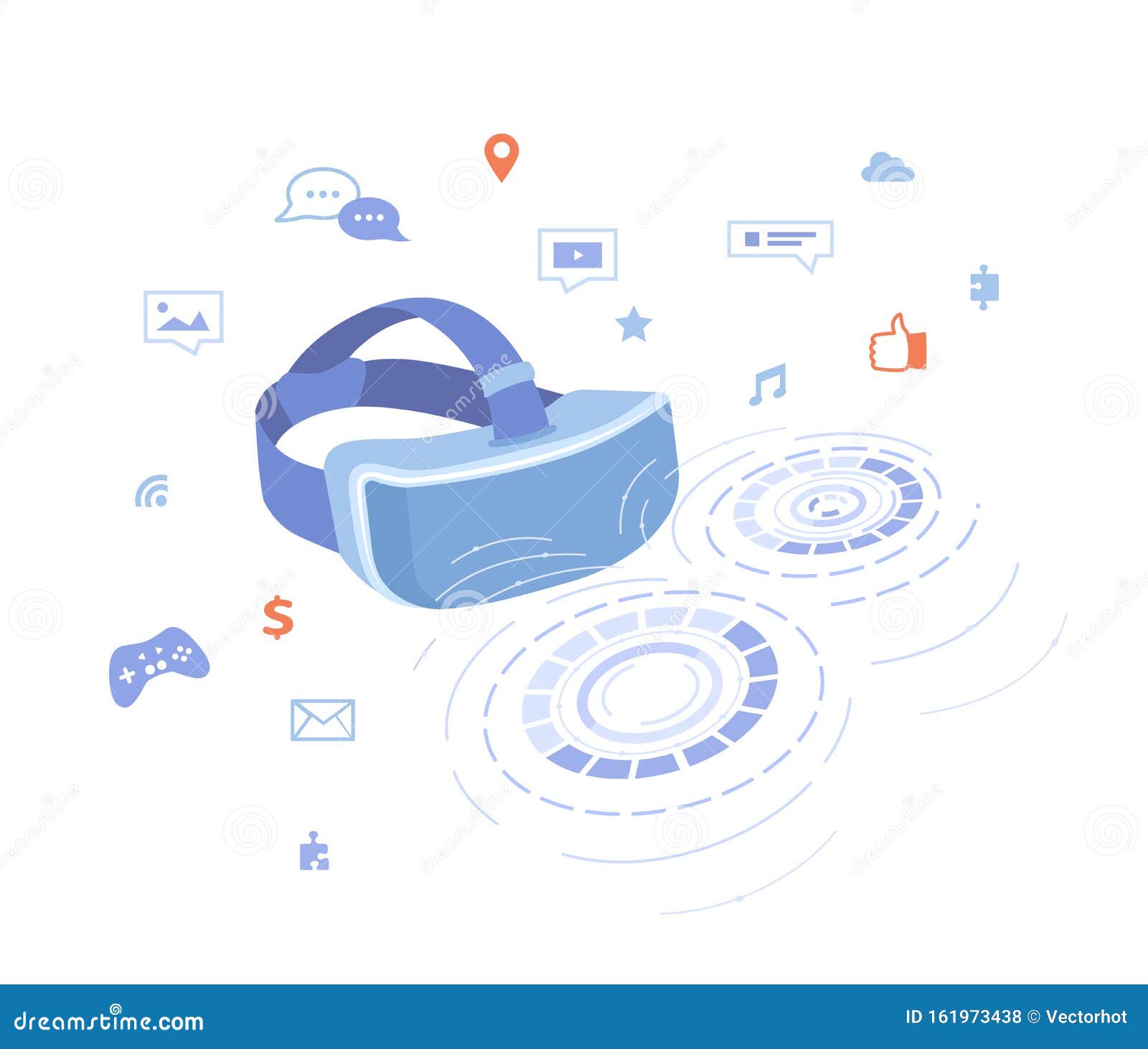 Virtual Augmented Reality Glasses Vr Concept Applications Headset With Hologram Stock Vector
