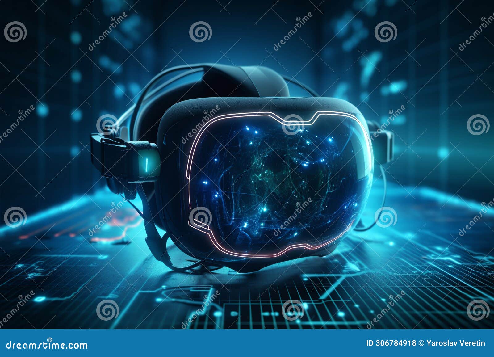 A Virtual Augmented Reality Headset on Top of a Circuit Board, with ...
