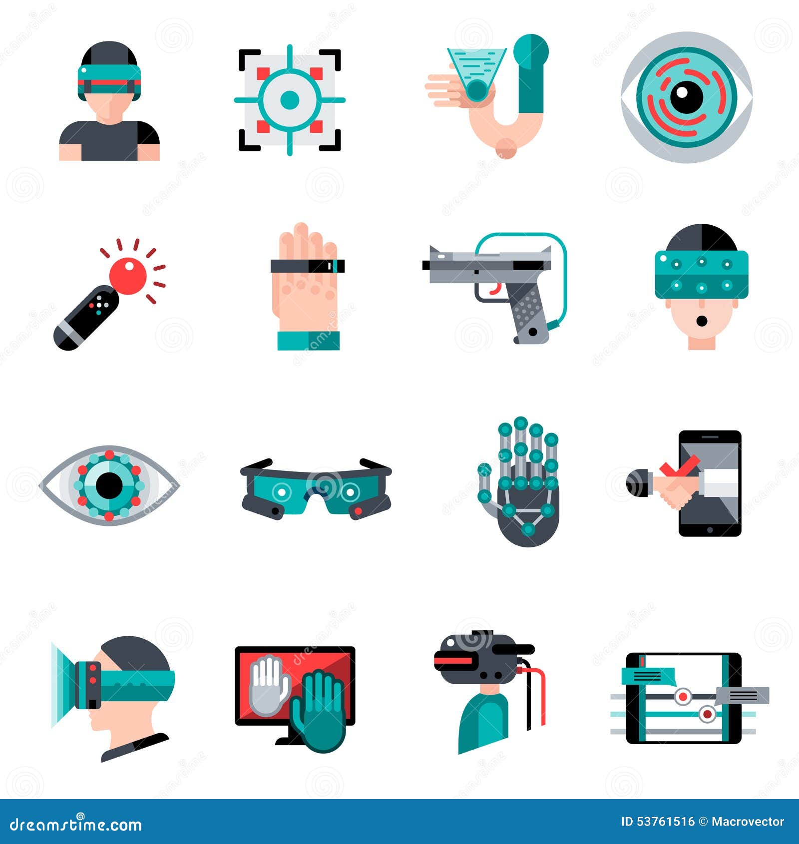 Virtual Augmented Reality Icons Stock Vector - Illustration of computer ...