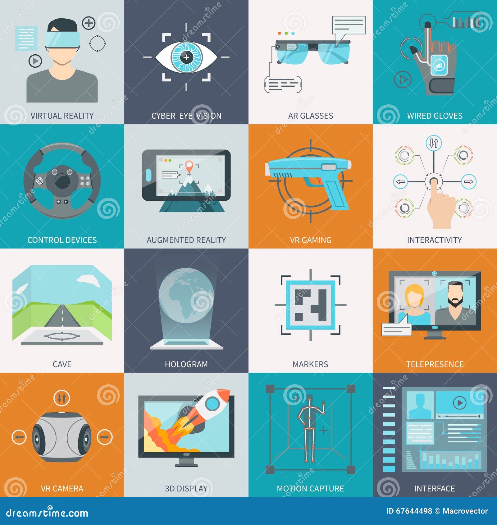 Virtual Augmented Reality Icons Stock Vector - Illustration of design ...