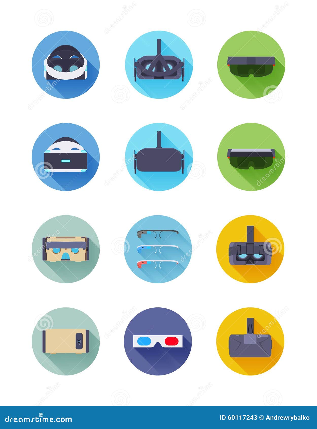 Virtual and Augmented Reality Icons Stock Vector - Illustration of ...