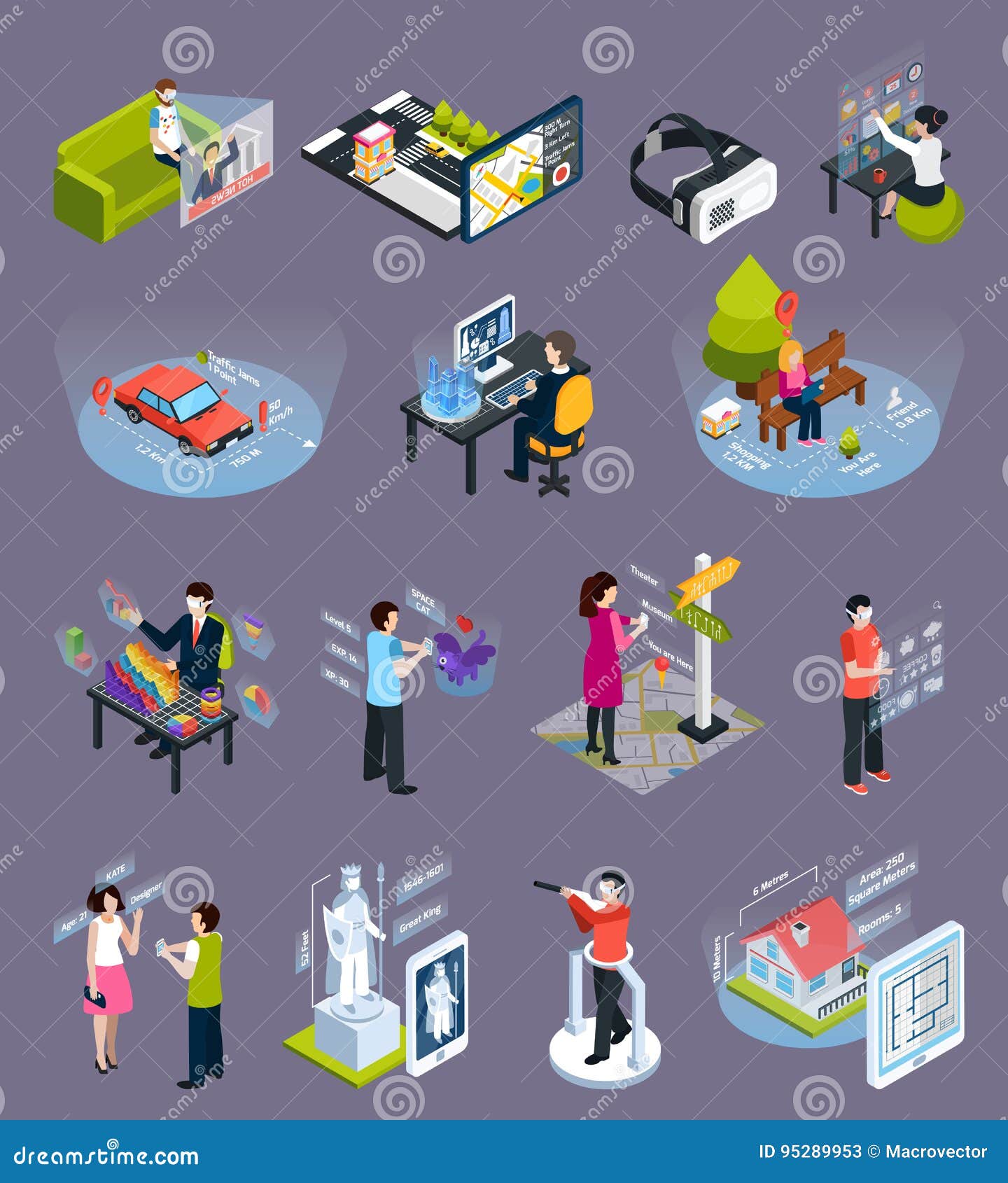 Virtual Augmented Reality.Future Technologies And People. Futuristic ...