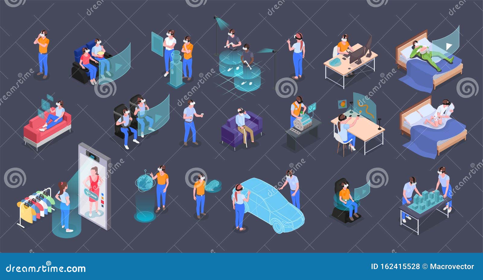 Virtual Augmented Reality Set Stock Vector - Illustration of background ...