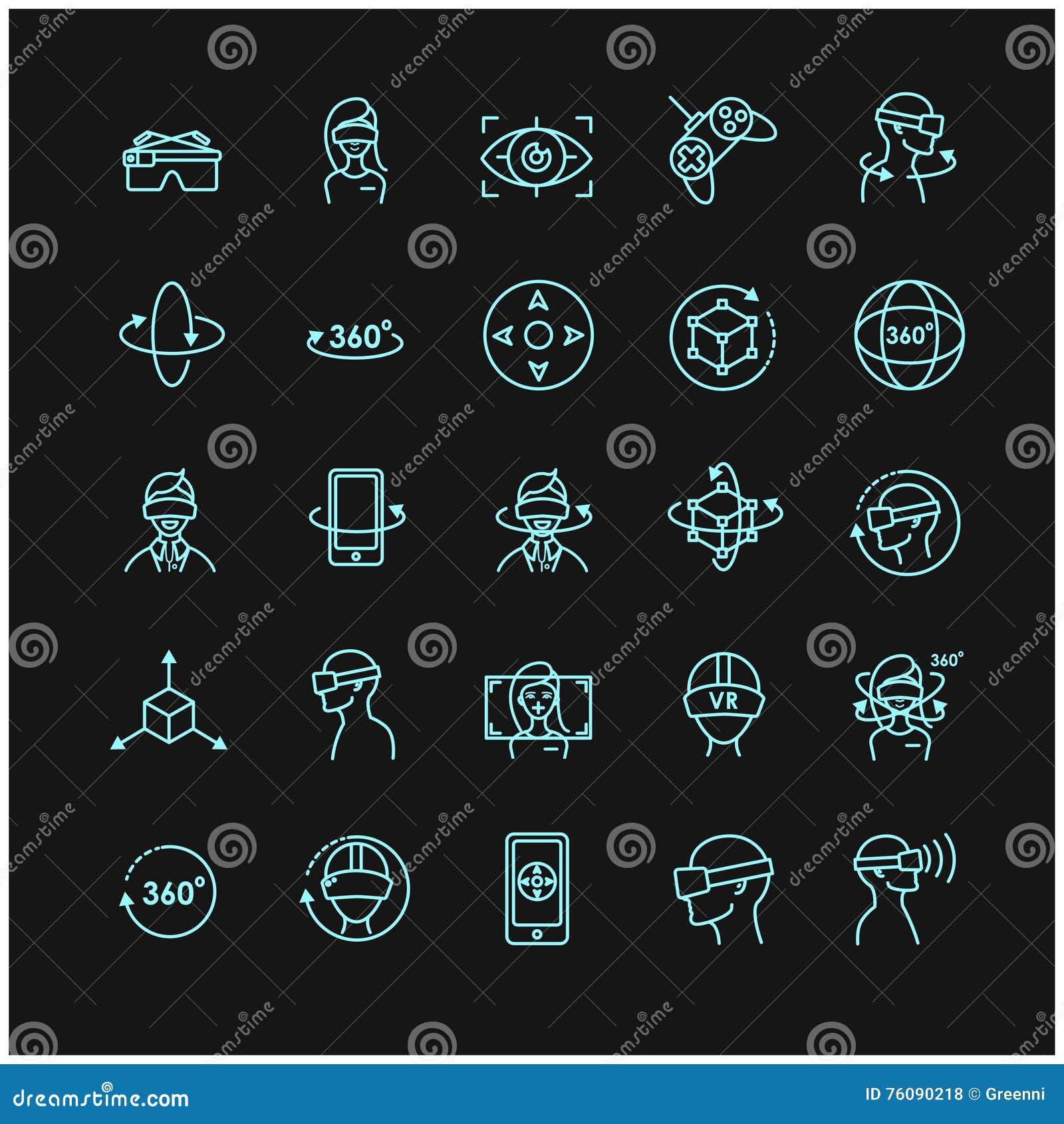 Virtual and Augmented Reality Vector Icon Set Stock Vector ...