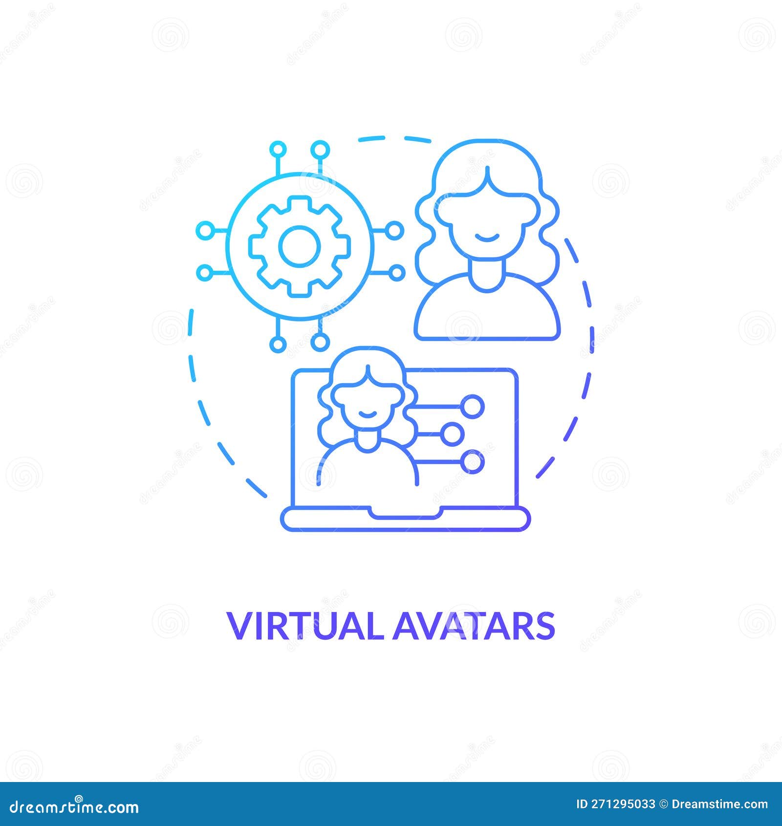 Virtual Avatars Blue Gradient Concept Icon Stock Vector - Illustration ...
