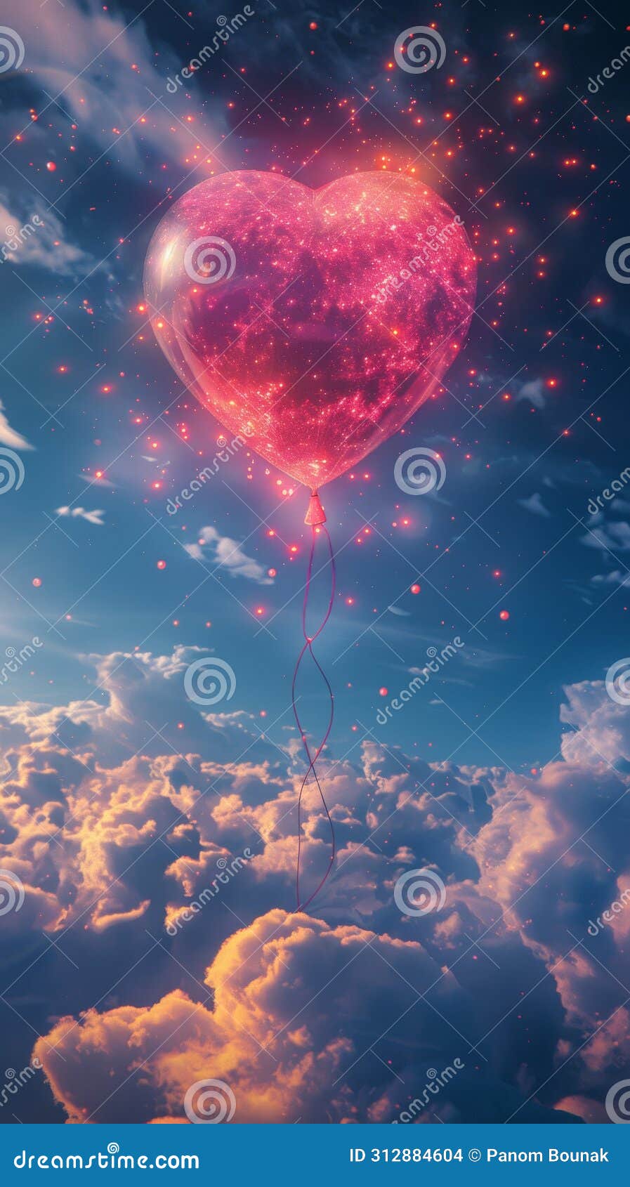 A Virtual Balloon Carrying Messages of Love Floating Up through Clouds ...
