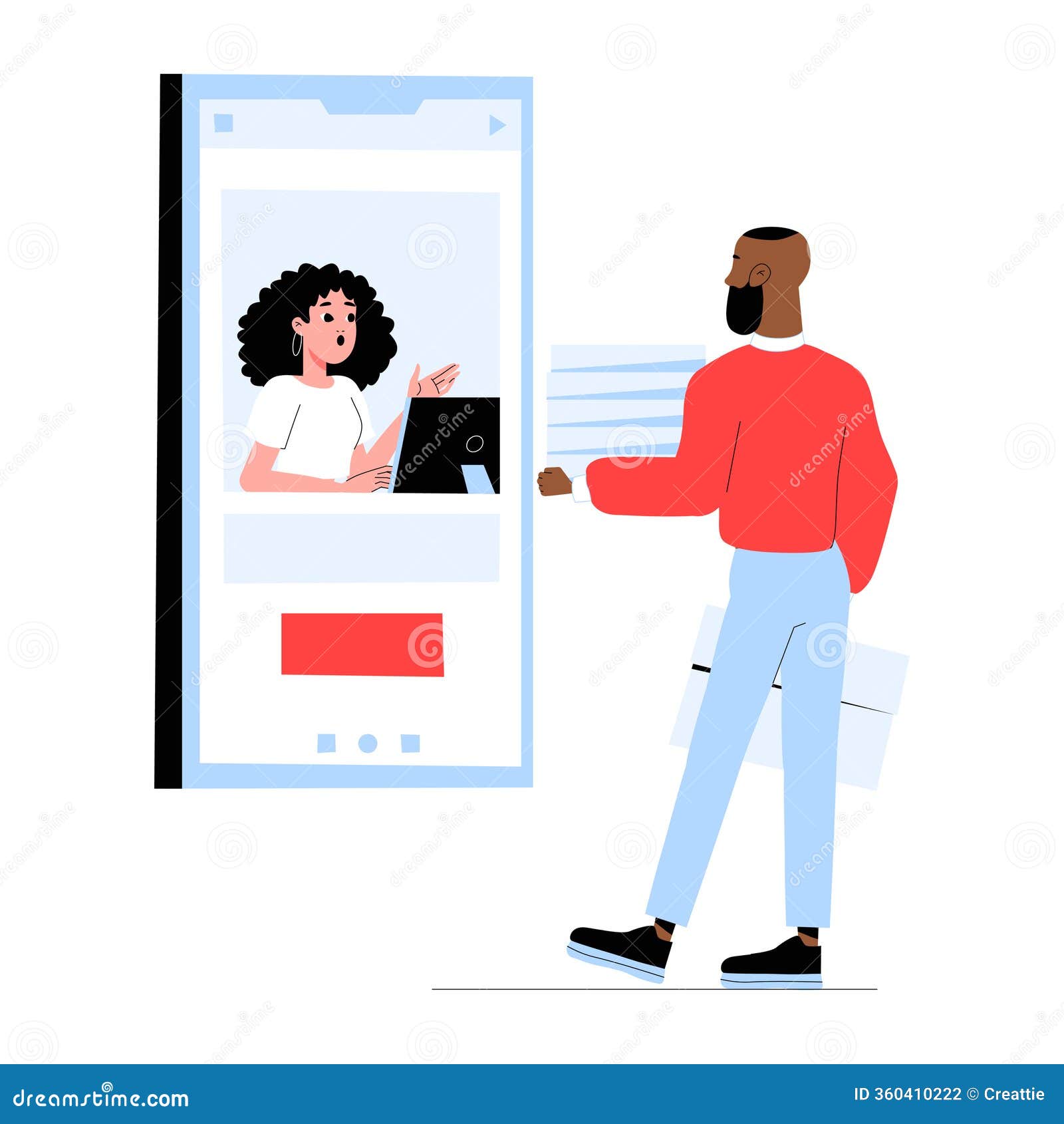 Virtual Bank Customer Service with Male Client Interacting through ...