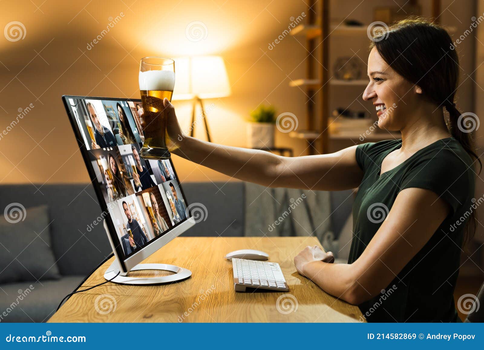 Virtual Beer Drink Online Party Stock Image - Image of party, safe ...