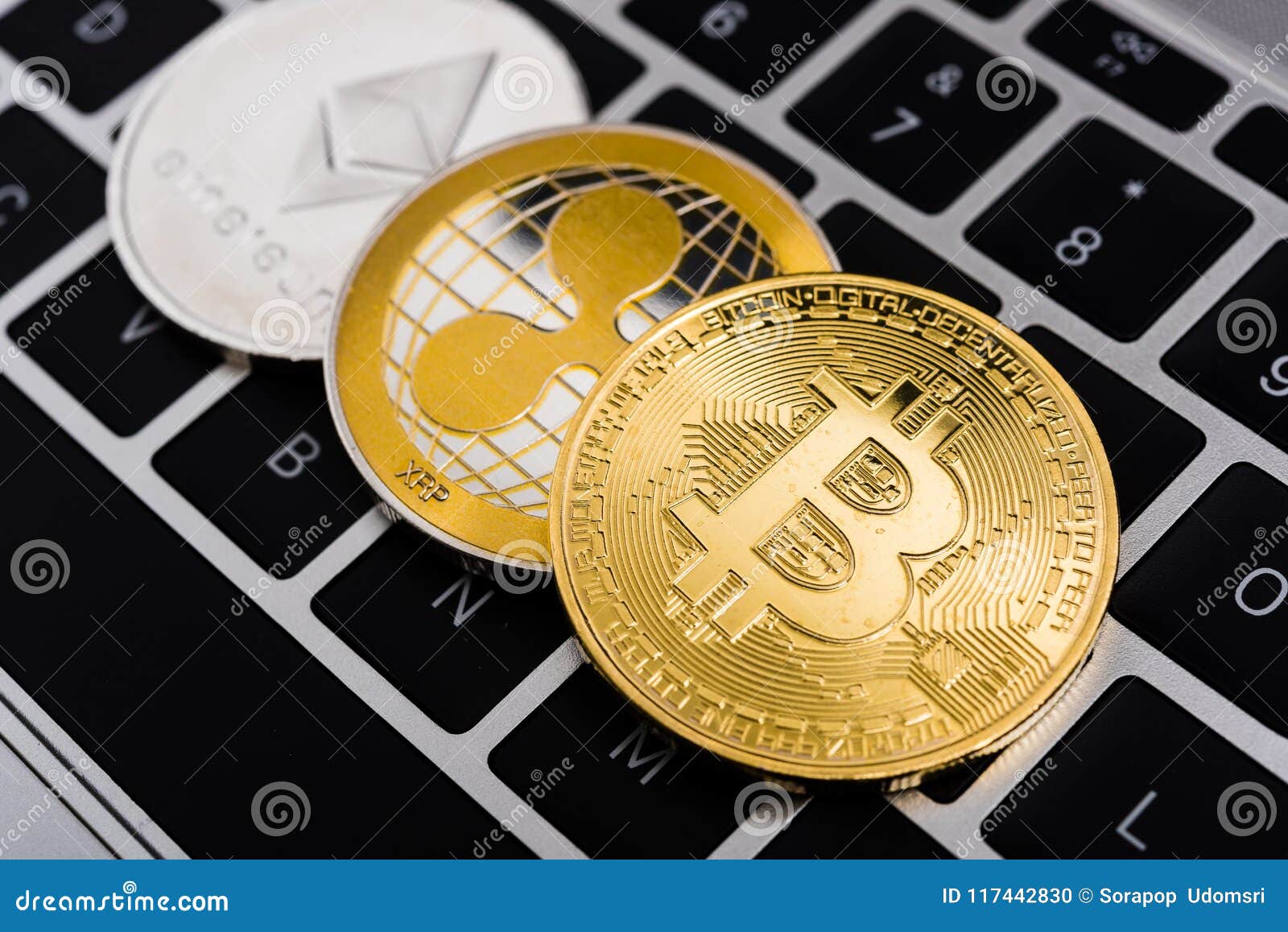 Virtual Bitcoin, Ripple XRP and Ethereum Coins Currency Finance ... Virtual Bitcoin, Ripple XRP and Ethereum Coins Currency Finance ...