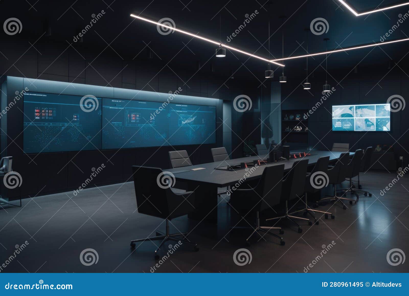 A Virtual Boardroom, with a Large Screen for Displaying Presentations ...