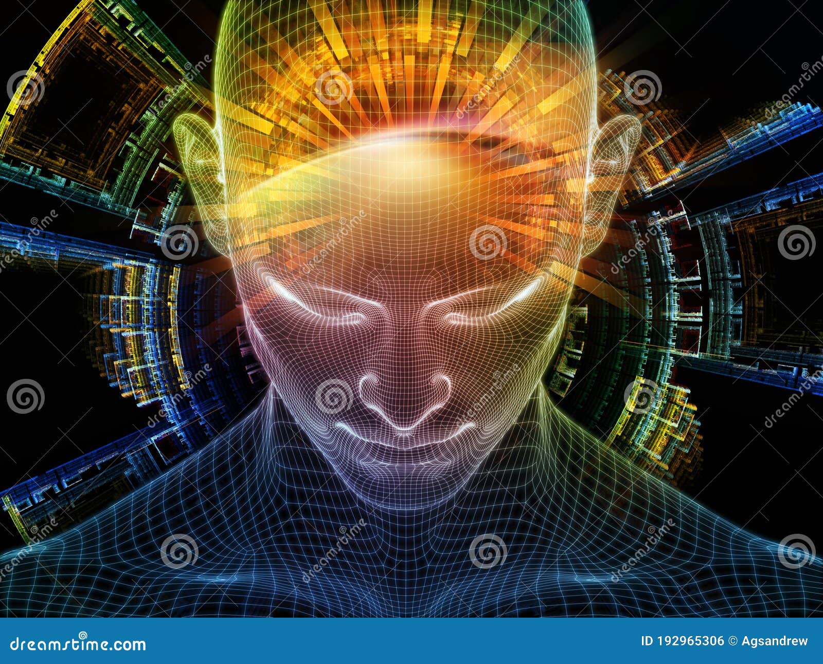 Virtual Brain Frequencies stock illustration. Illustration of rendering ...