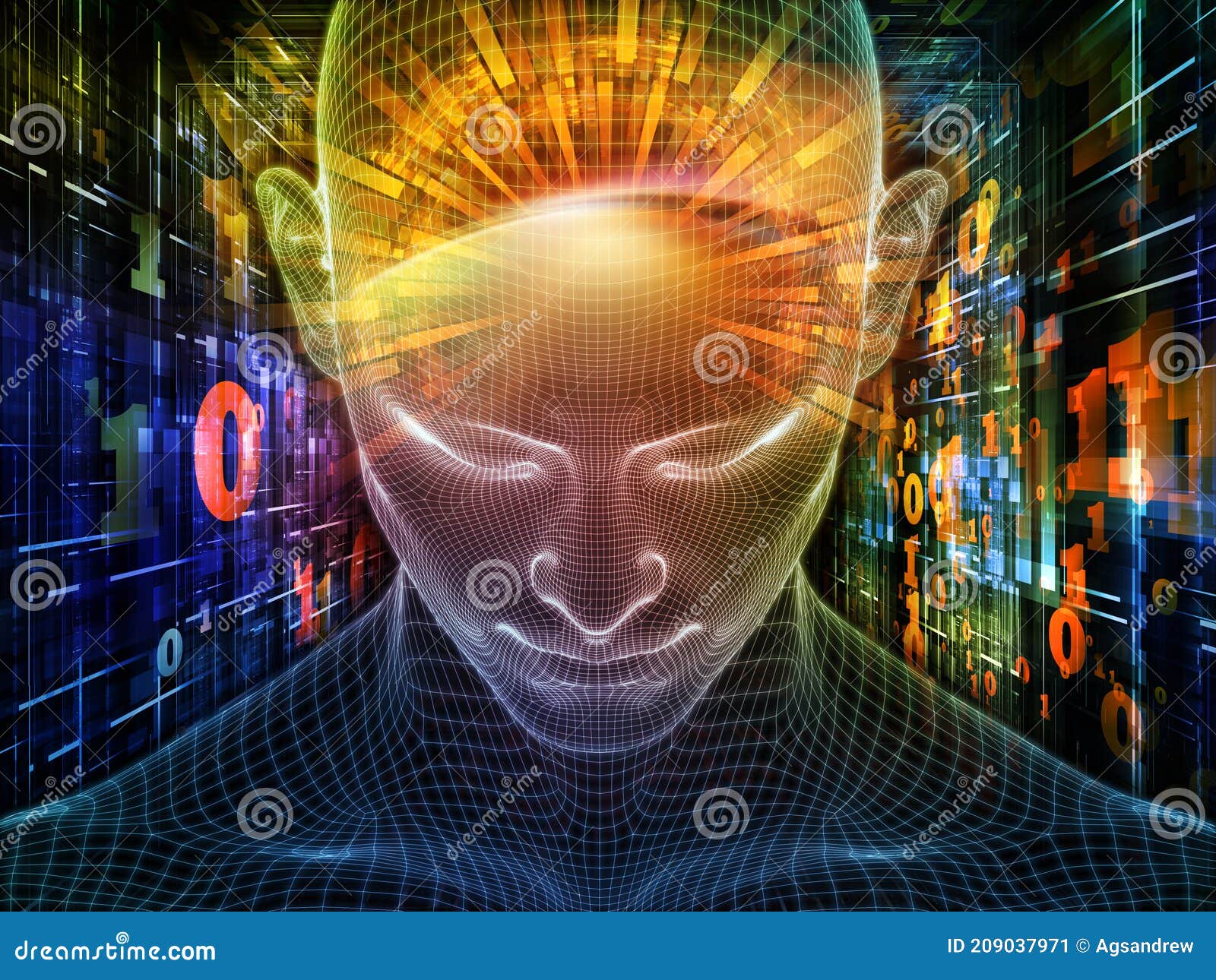 Virtual Brain Frequencies stock illustration. Illustration of ...