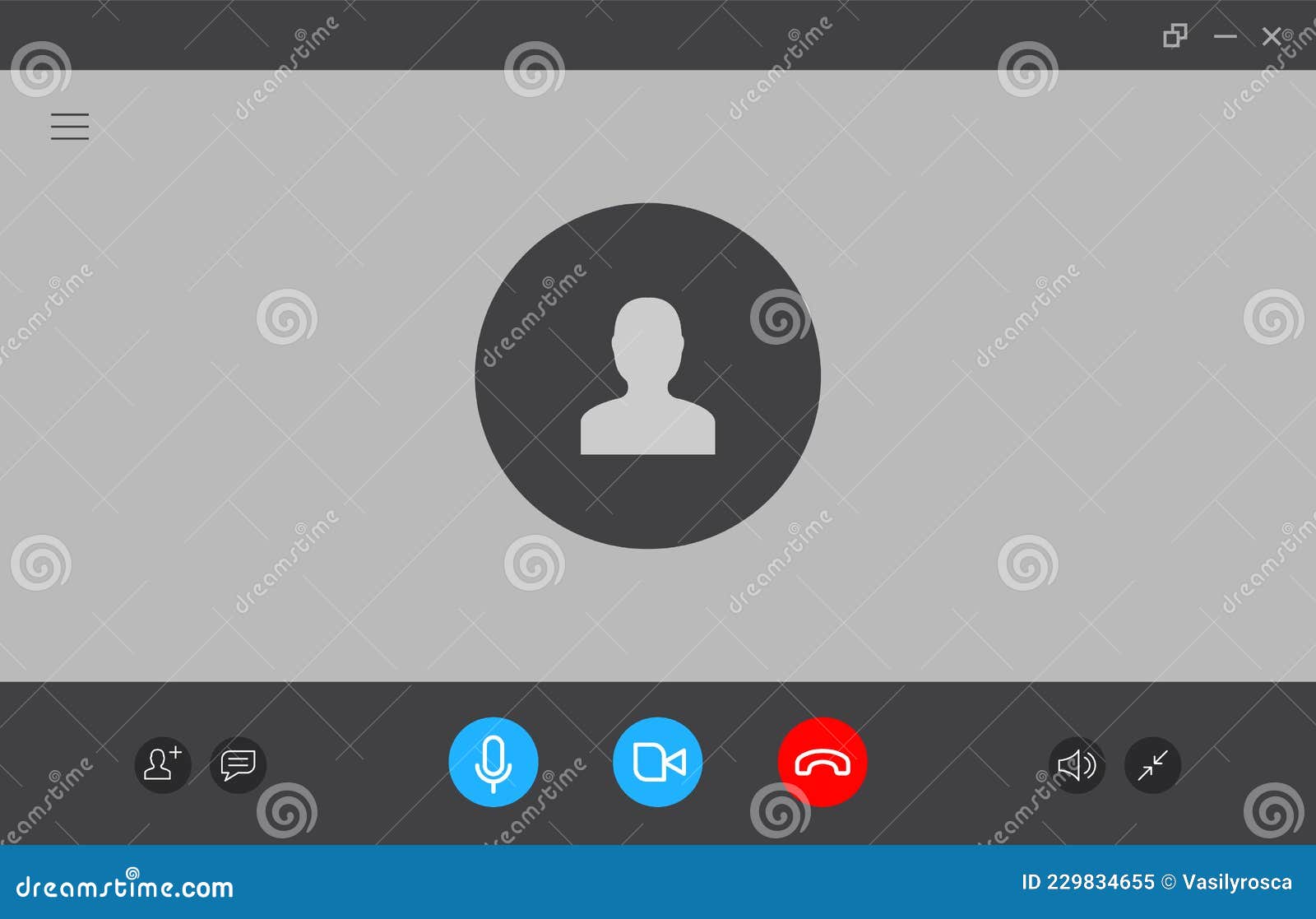 Virtual Call Video Mockup Icon. Videocall Interface Phone Desktop ...