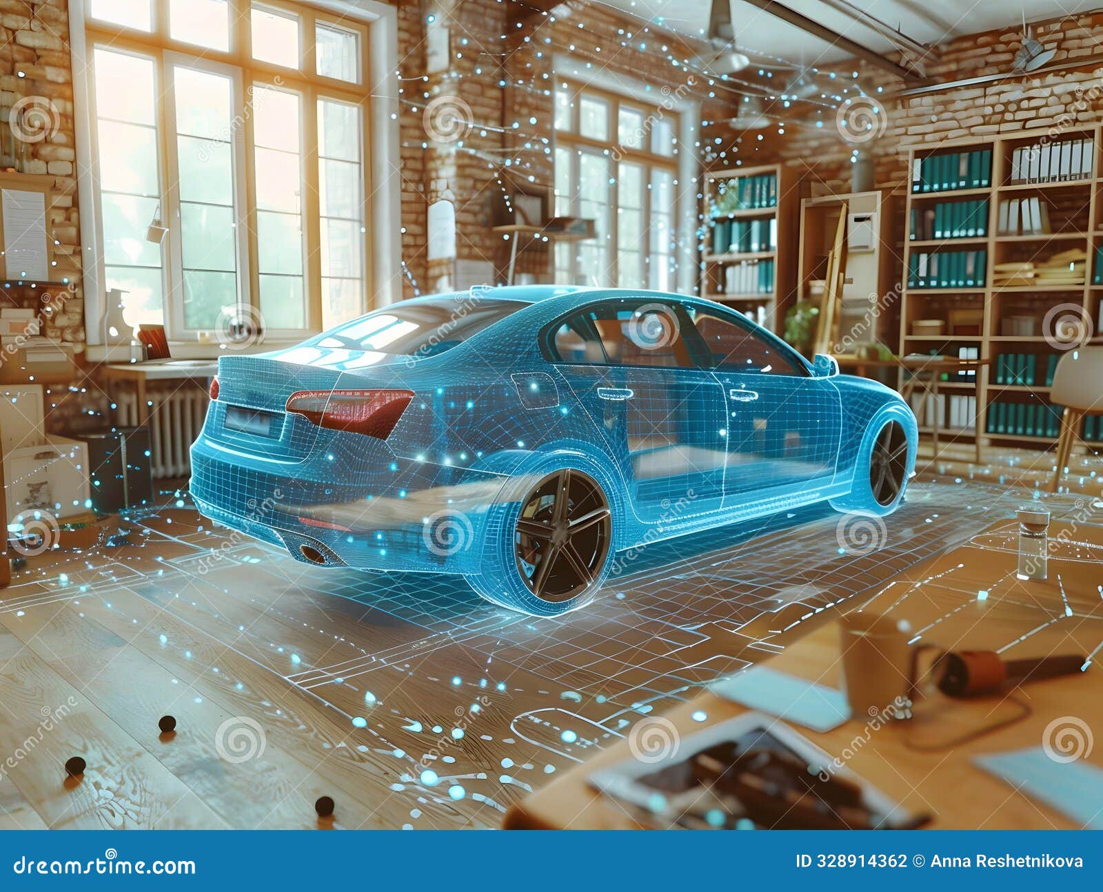 Virtual Car in the Office. Artificial Intelligence. Stock Photo - Image ...
