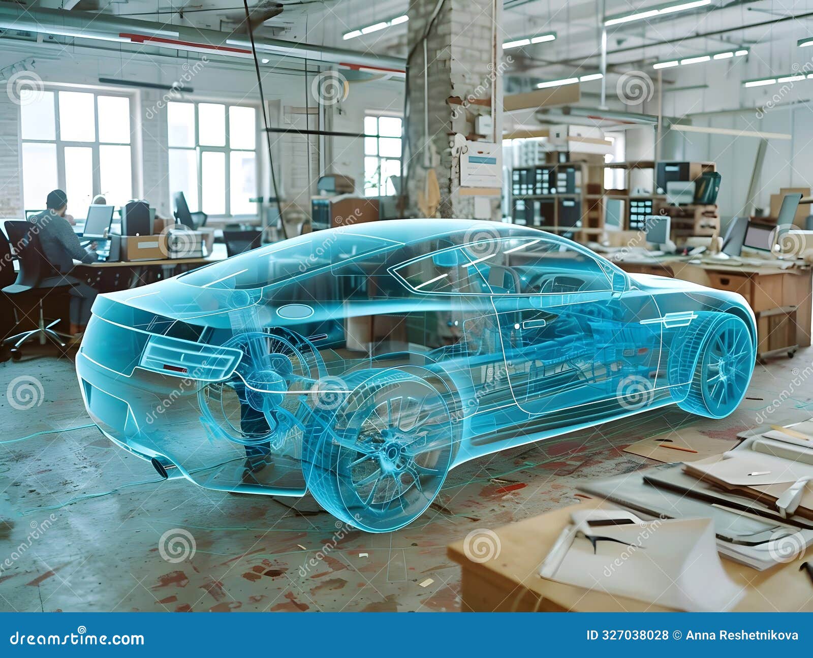 Virtual Car in the Office. Artificial Intelligence. Stock Photo - Image ...