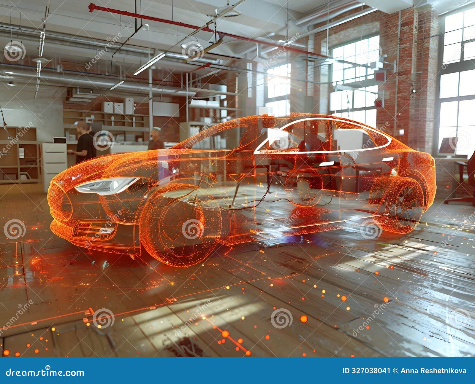 Virtual Car in the Office. Artificial Intelligence. Stock Image - Image ...