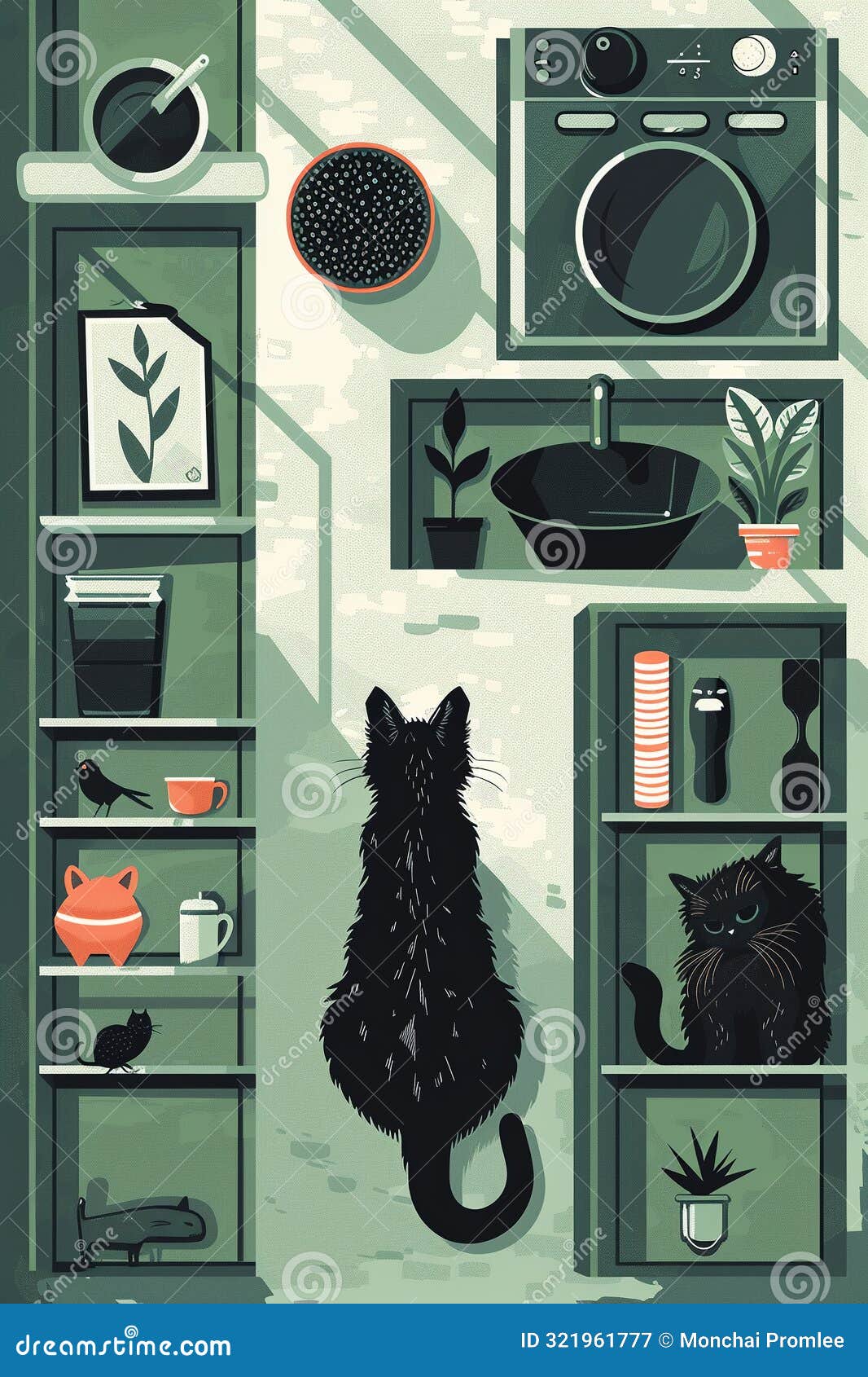 Virtual Cat Show Setup Flat Design Top View Digital Theme Animation ...