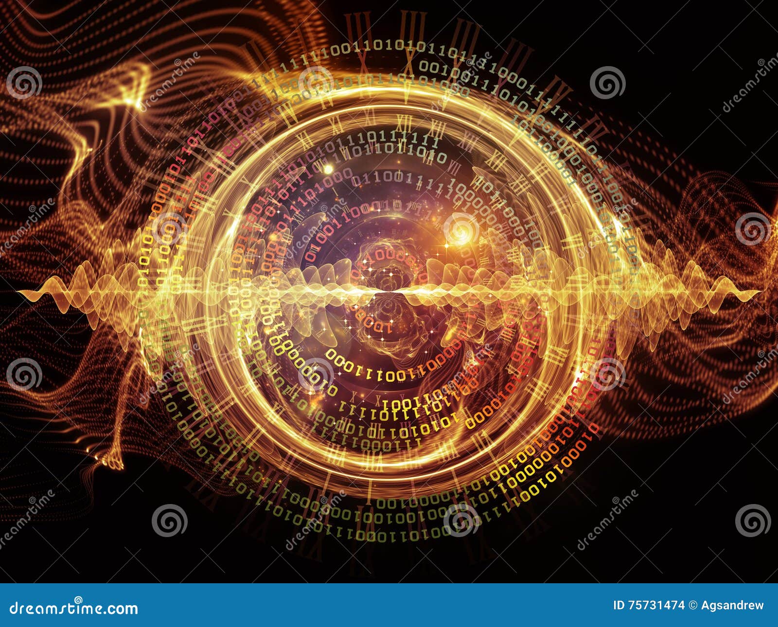 Virtual Central Wave stock illustration. Illustration of science - 75731474