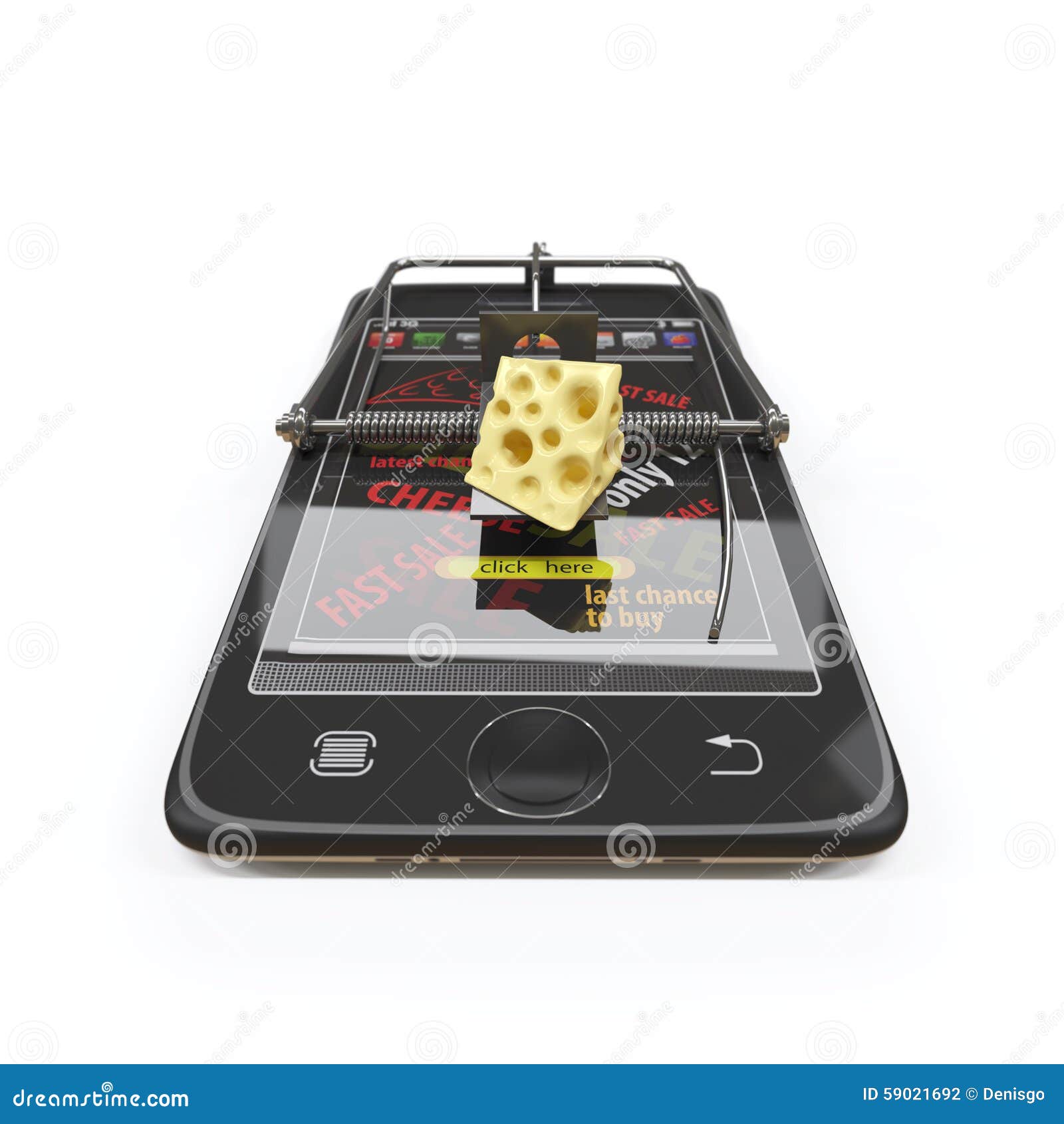 Virtual Cheese. Smartphone As Mousetrap and Mouse Stock Photo - Image ...
